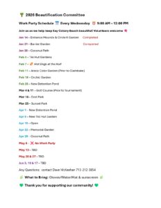 🌴 2026 Beautification Committee Work Party Schedule - City of Key ...